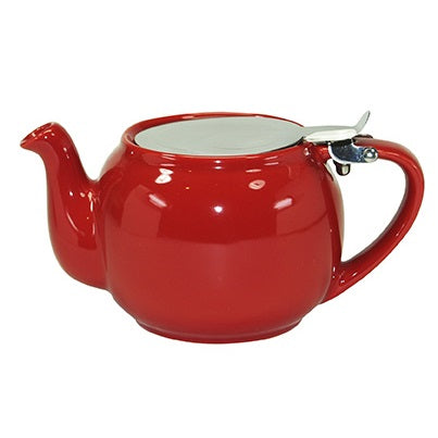 teapot round, red, with stainless steel infuser and lid - Tea Butler ...